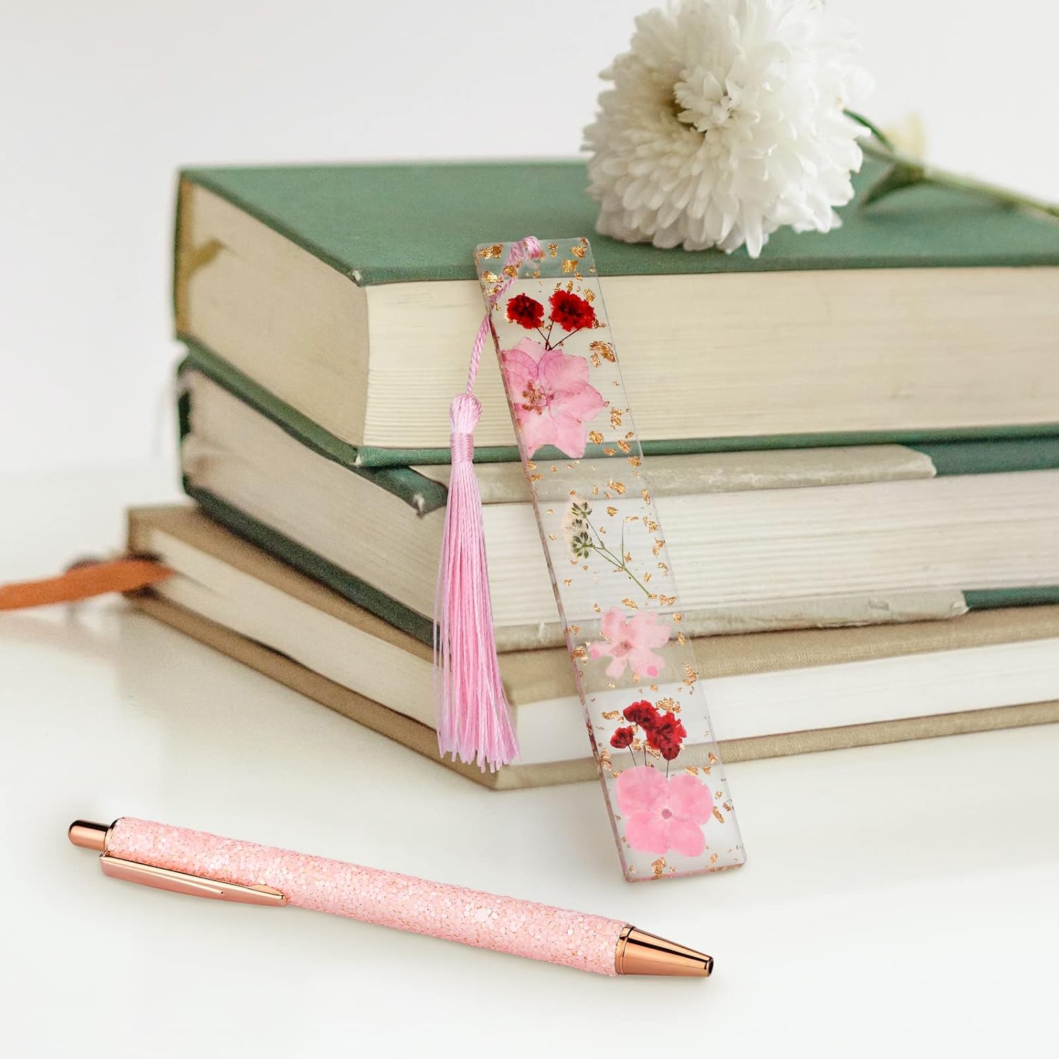 Amazon.com: Flower Resin Bookmarks, Dried Flower Resin Bookmark with ...