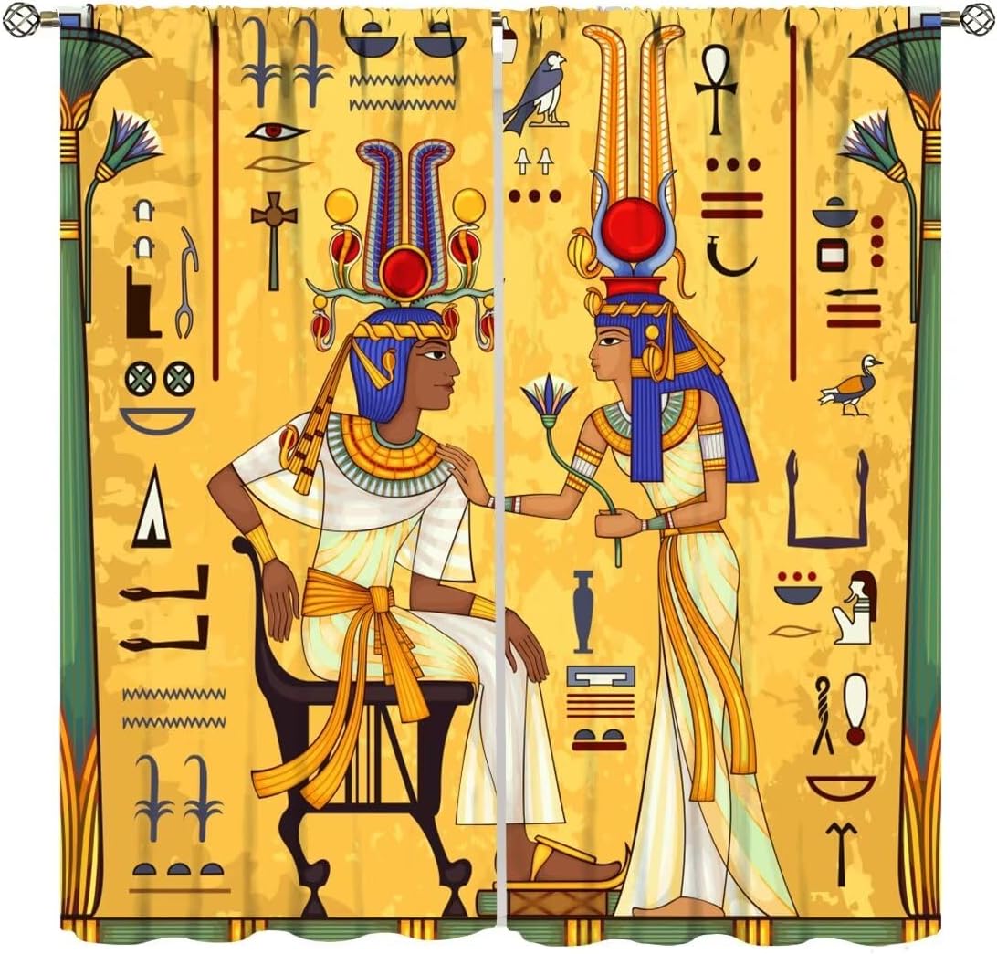 Amazon.com: DDCBNS Egyptian Curtains,Abstract Vintage Mystic Hieroglyph ...