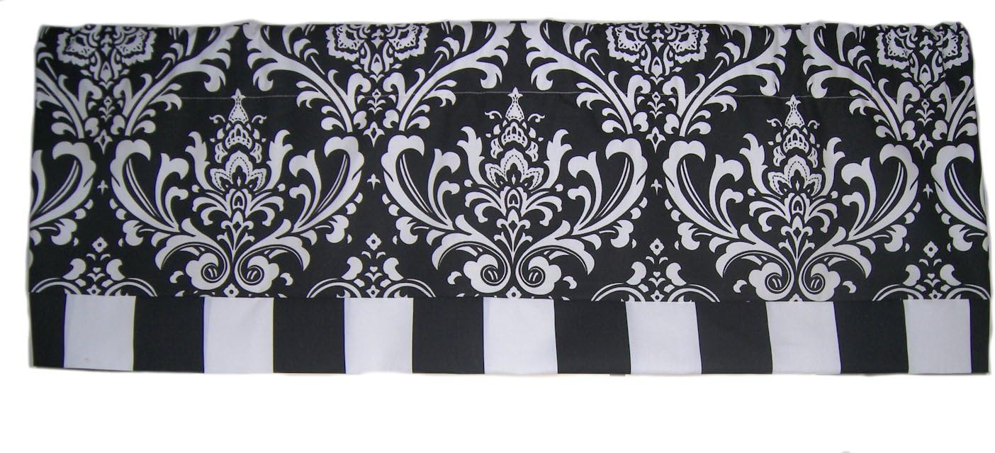 Amazon.com: RLF Home Royal Banded Damask Straight Valance, Black : Home ...