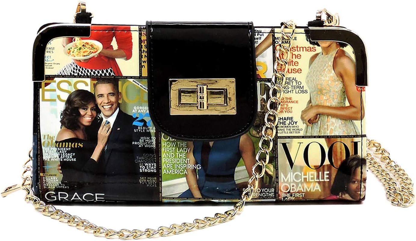 Glossy magazine cover collage cross body handbags purses clutches and ...
