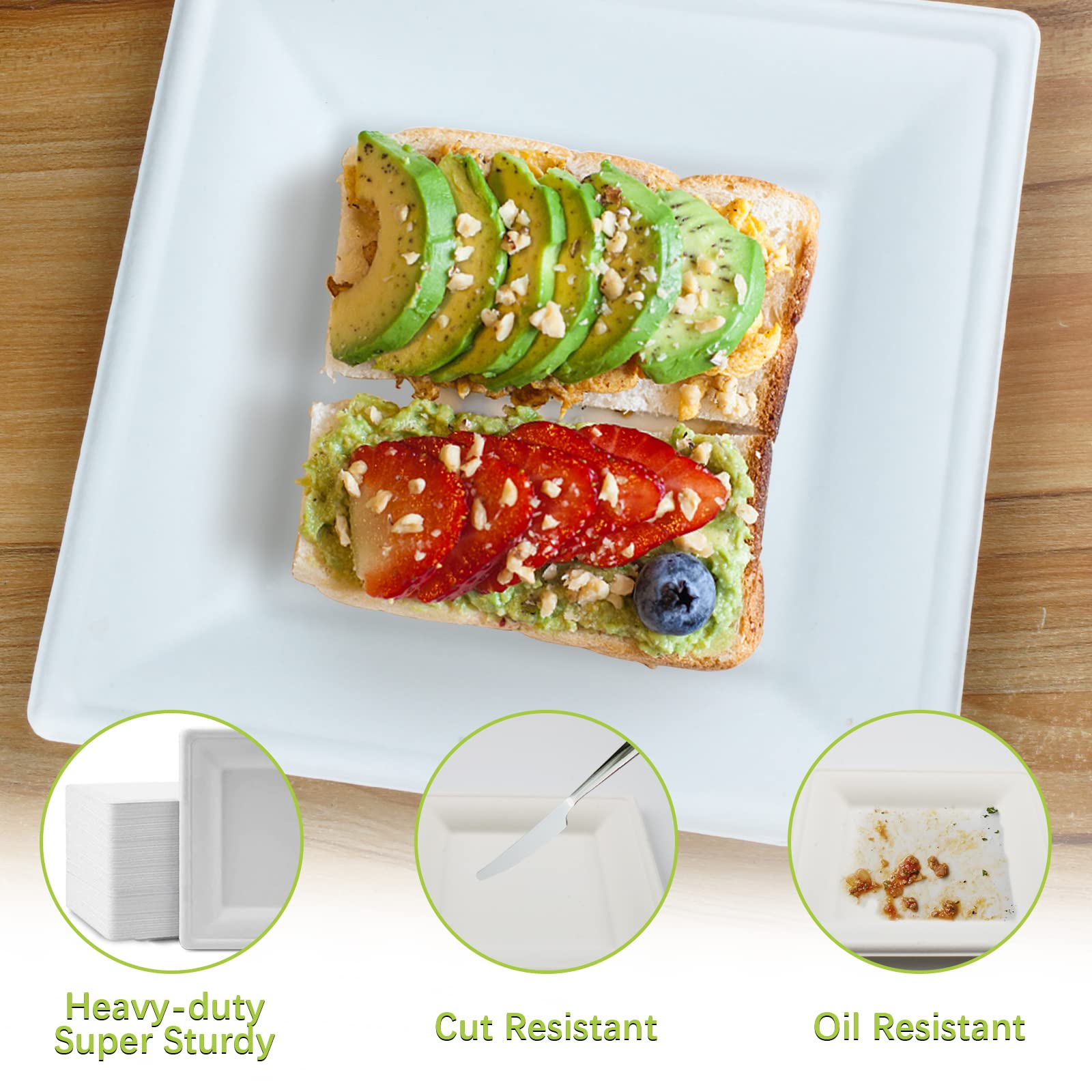 Snapklik.com : 8 Inch Square Disposable Paper Plates, 50 Pack ...