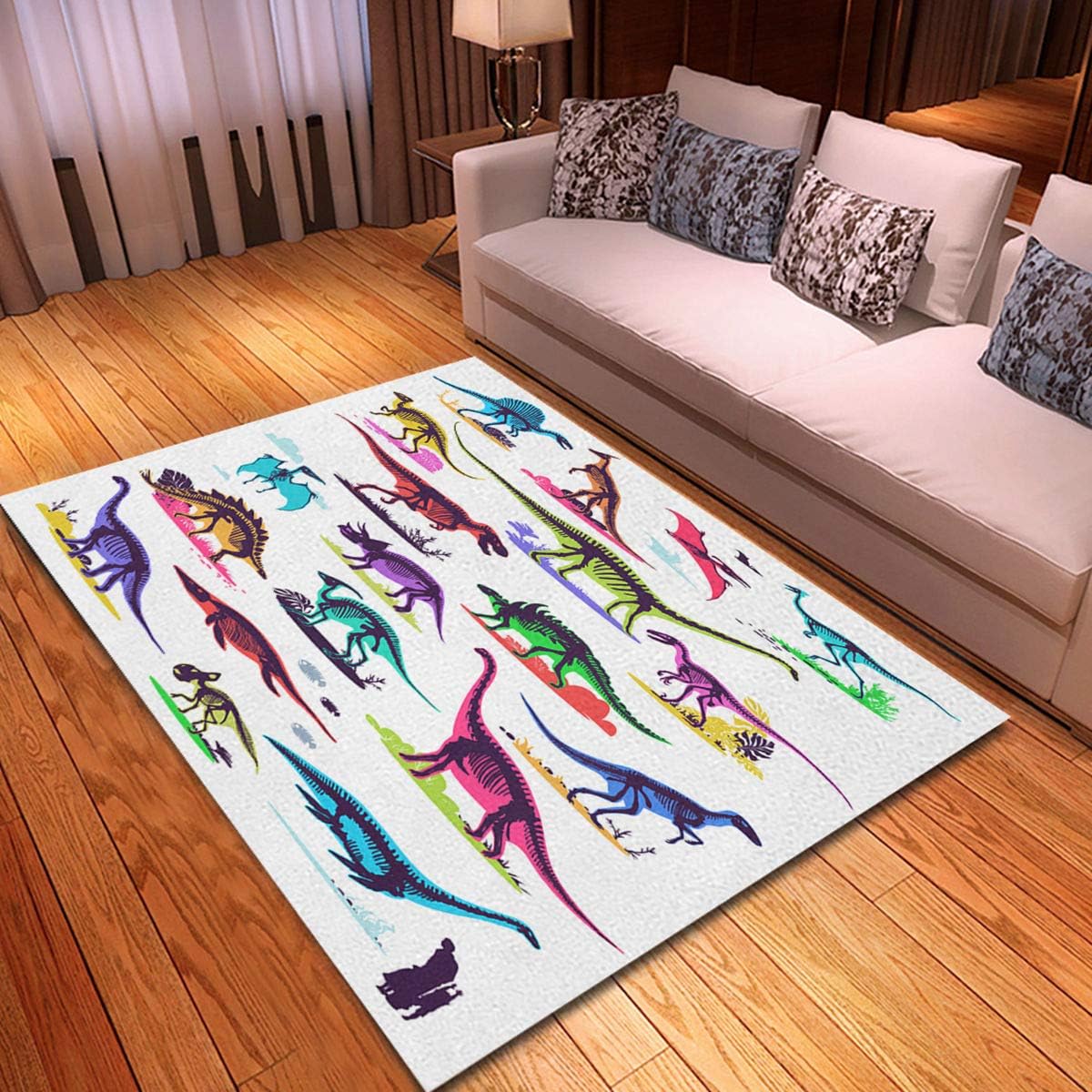 Amazon.com: rouihot Non-Slip Area Rug 2'7"x 6' Silhouettes Dino ...