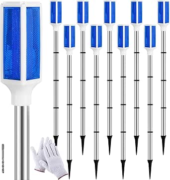 Baquler 10 Pcs Solar Powered Driveway Markers Reflective Driveway ...