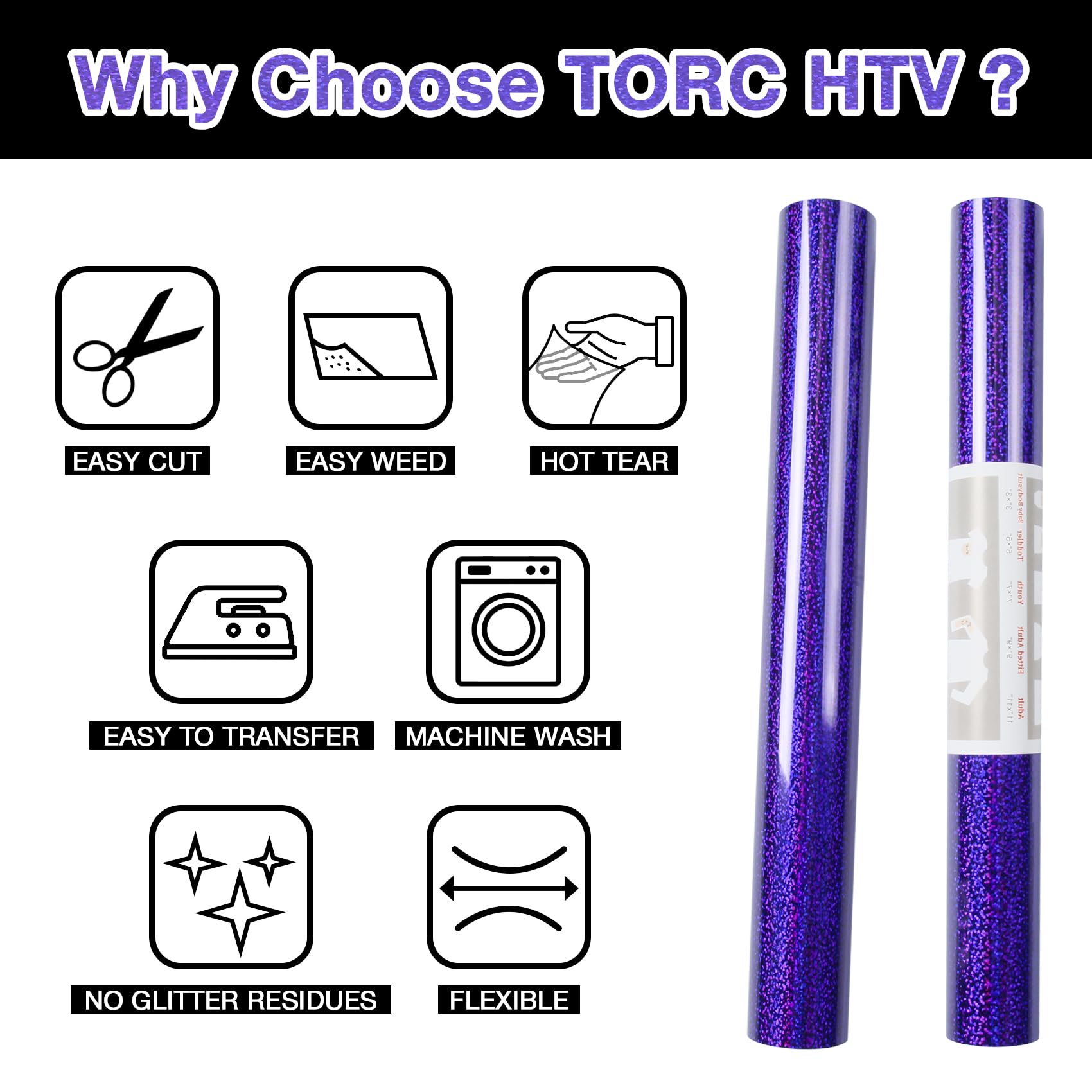 Snapklik.com : TORC Navy Blue Holographic HTV Heat Transfer Vinyl Roll Of 2