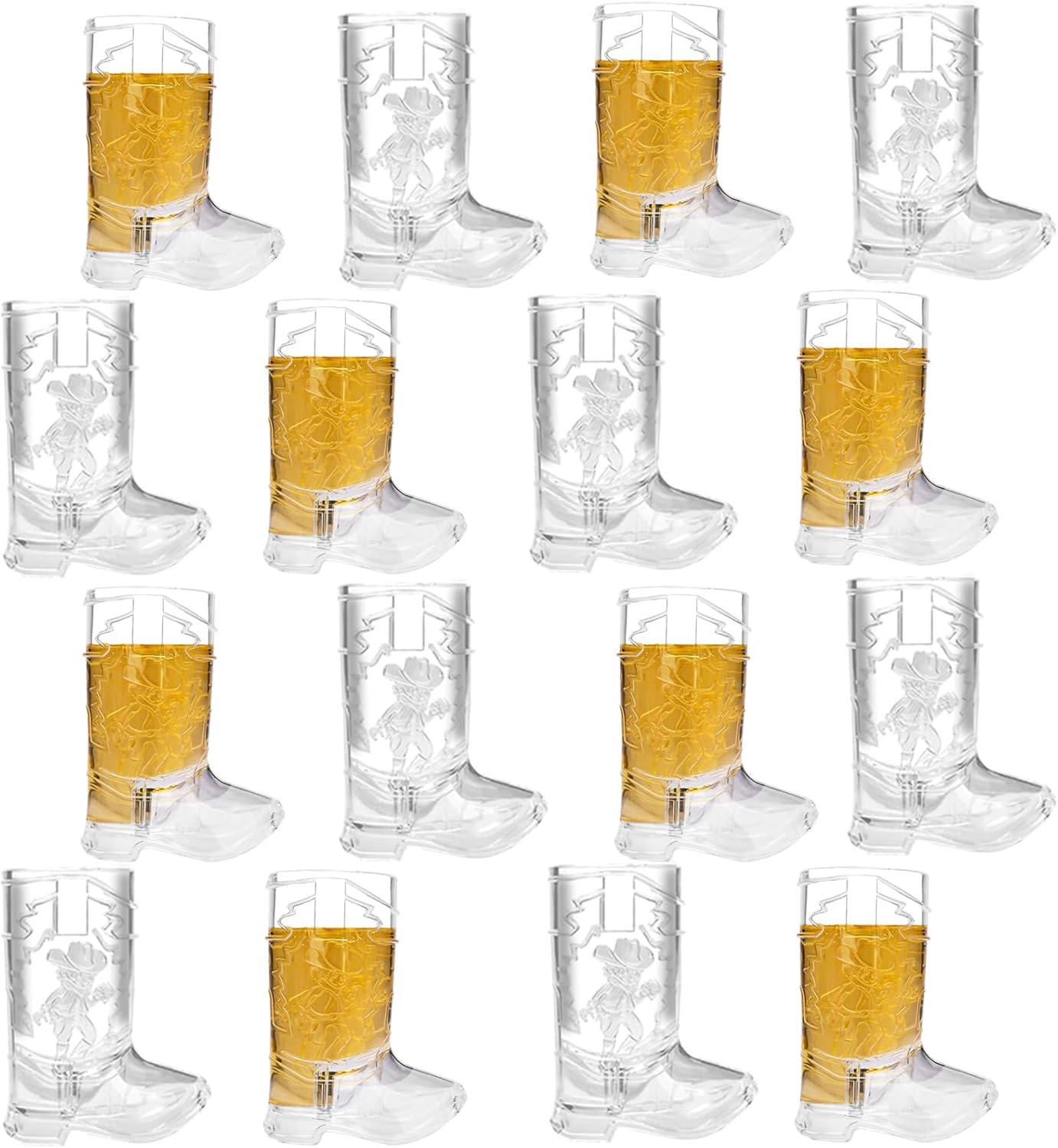 Amazon.com | JTWKING Cowboy Boot Shot Glasses Set of 16 Plastic Shot ...