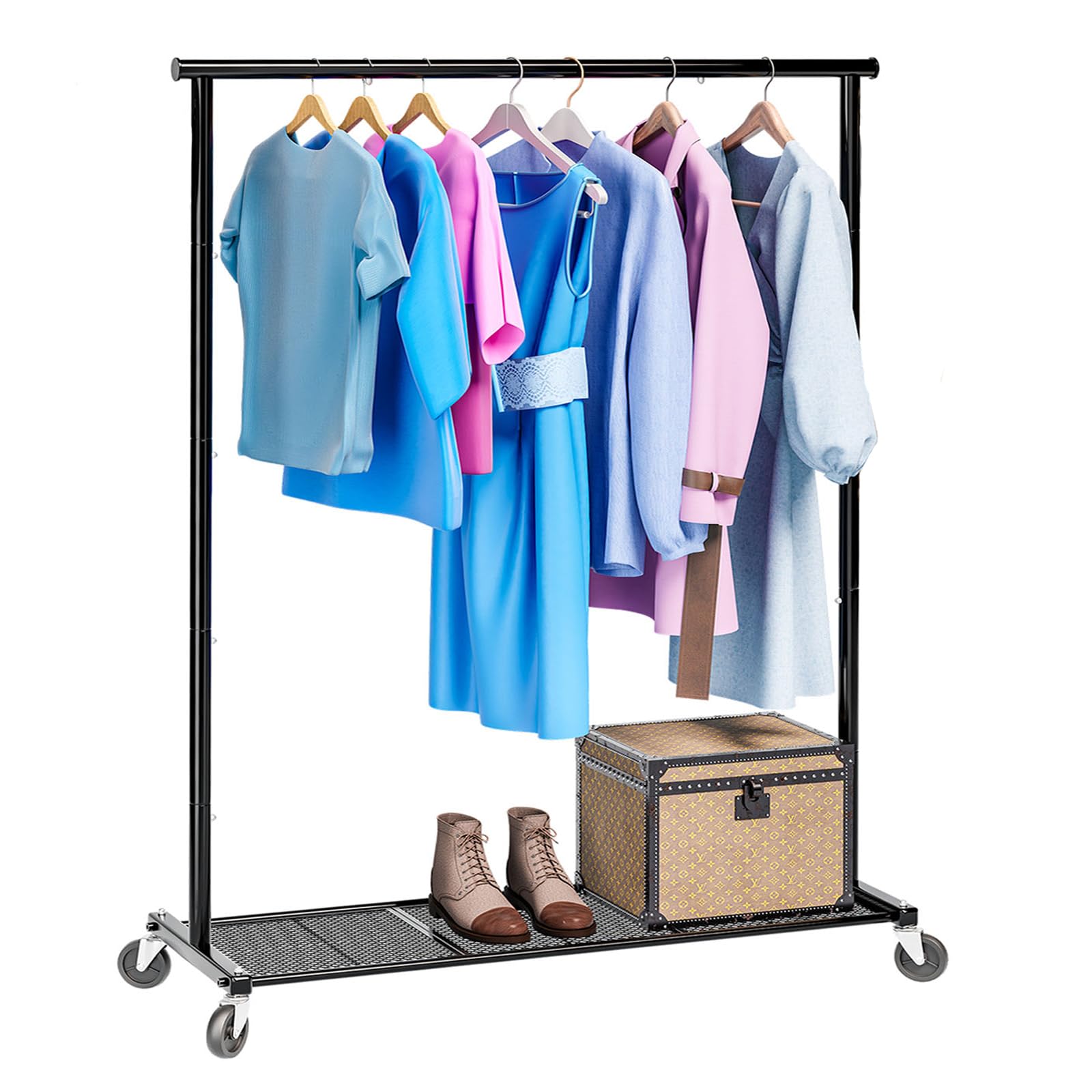 Wheels Clothing Rack For Small Spaces MISSLO Heavy Duty Rolling - 66 ...