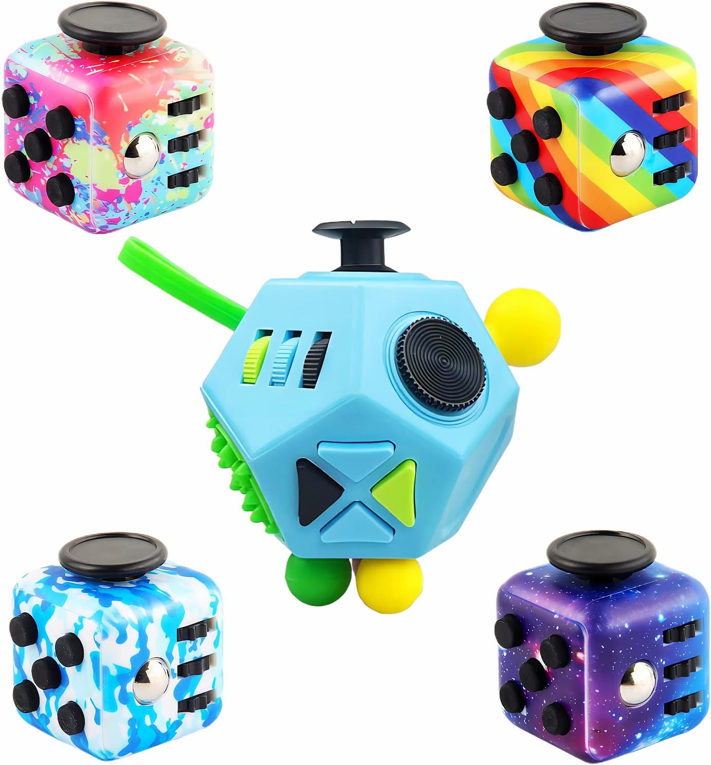 Paquete de 5 cubos sensoriales a granel de 12 lados para la ansiedad ...