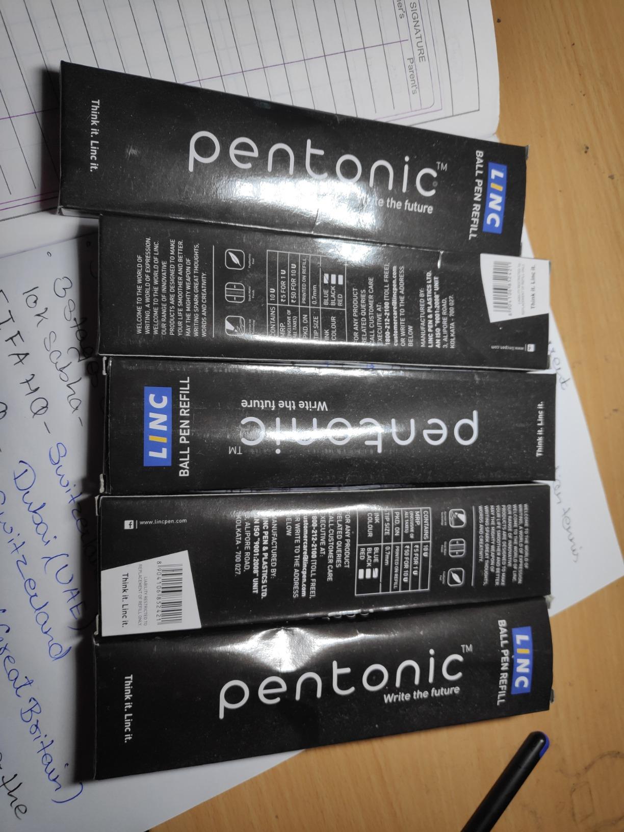 Pentonic 0.7mm Ball Pen Refill Box Pack | Blue Ink | Set of 10 x 5 ...
