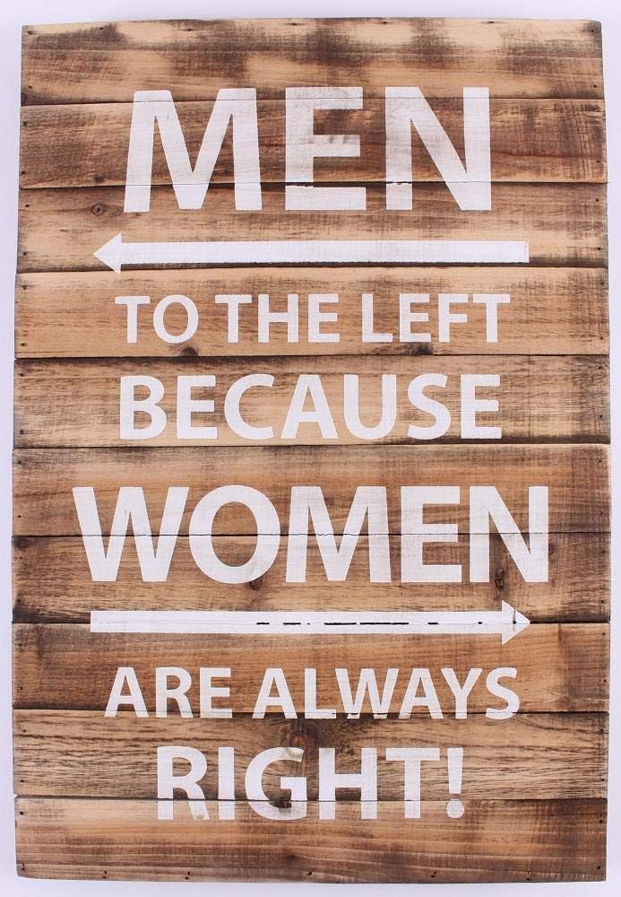Amazon.com: Lafinesse Wood Sign - Men to The Left, Because Women are ...