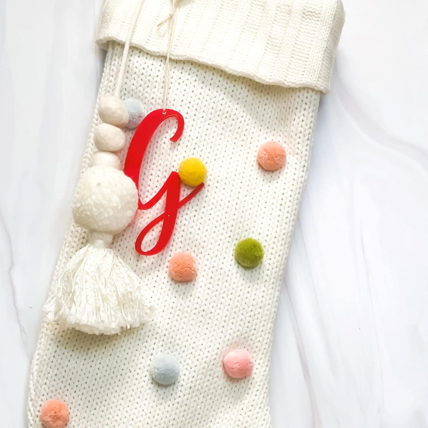 stocking initial, acrylic stocking initial, christmas ornament ...