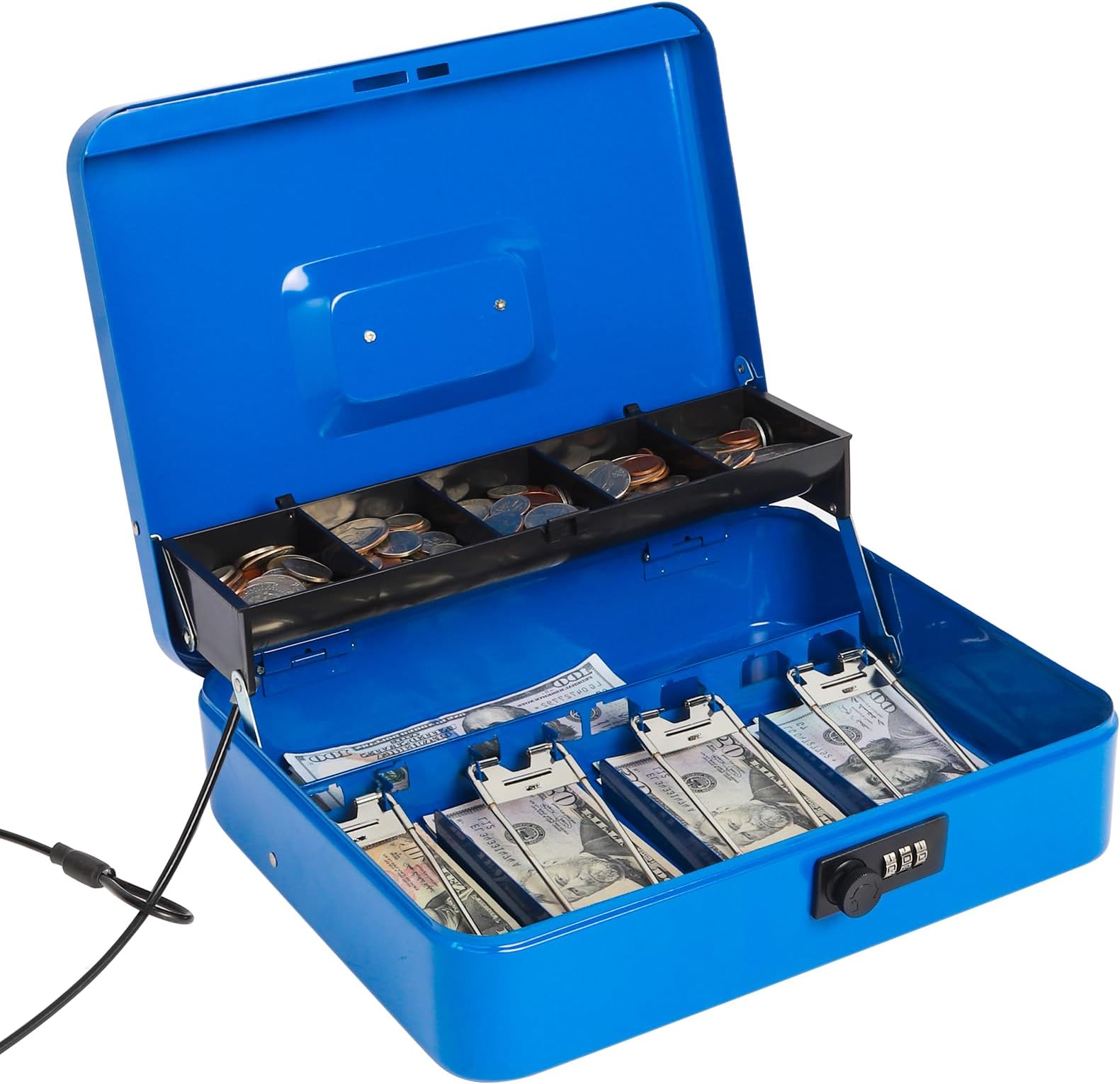 Amazon.com : Masmartox Cash Box with 5 Money Tray and Combination Lock ...