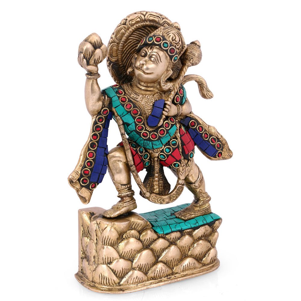 Buy Collectible India Hanuman Brass Idol God of Strength Statue-Indian ...