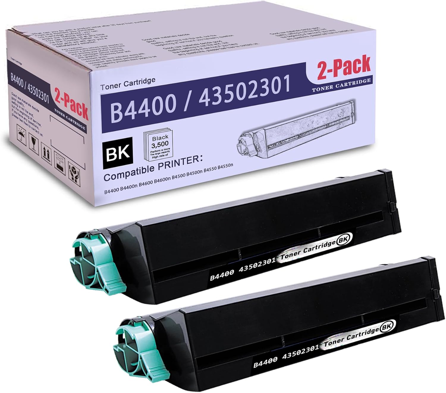 Amazon.com: SLIKIA 2 Pack Black 43502301 Compatible 43502301 Toner ...