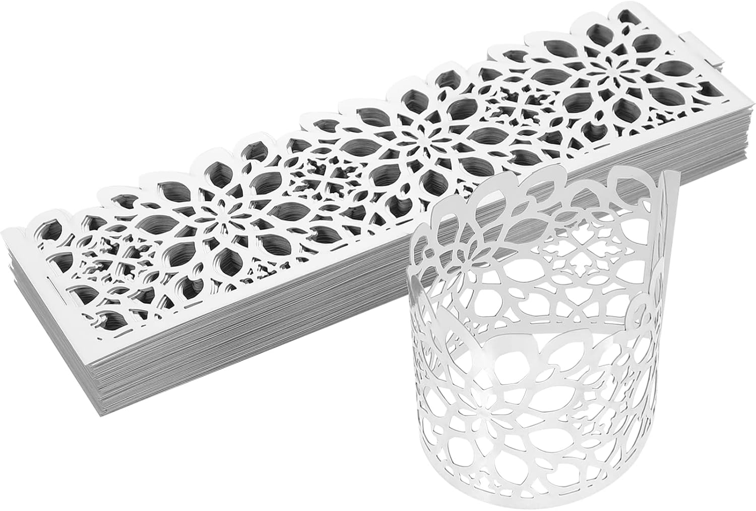 Amazon.com: Zerodeko 50pcs Disposable Napkin Rings Set Cut Hollow Paper ...