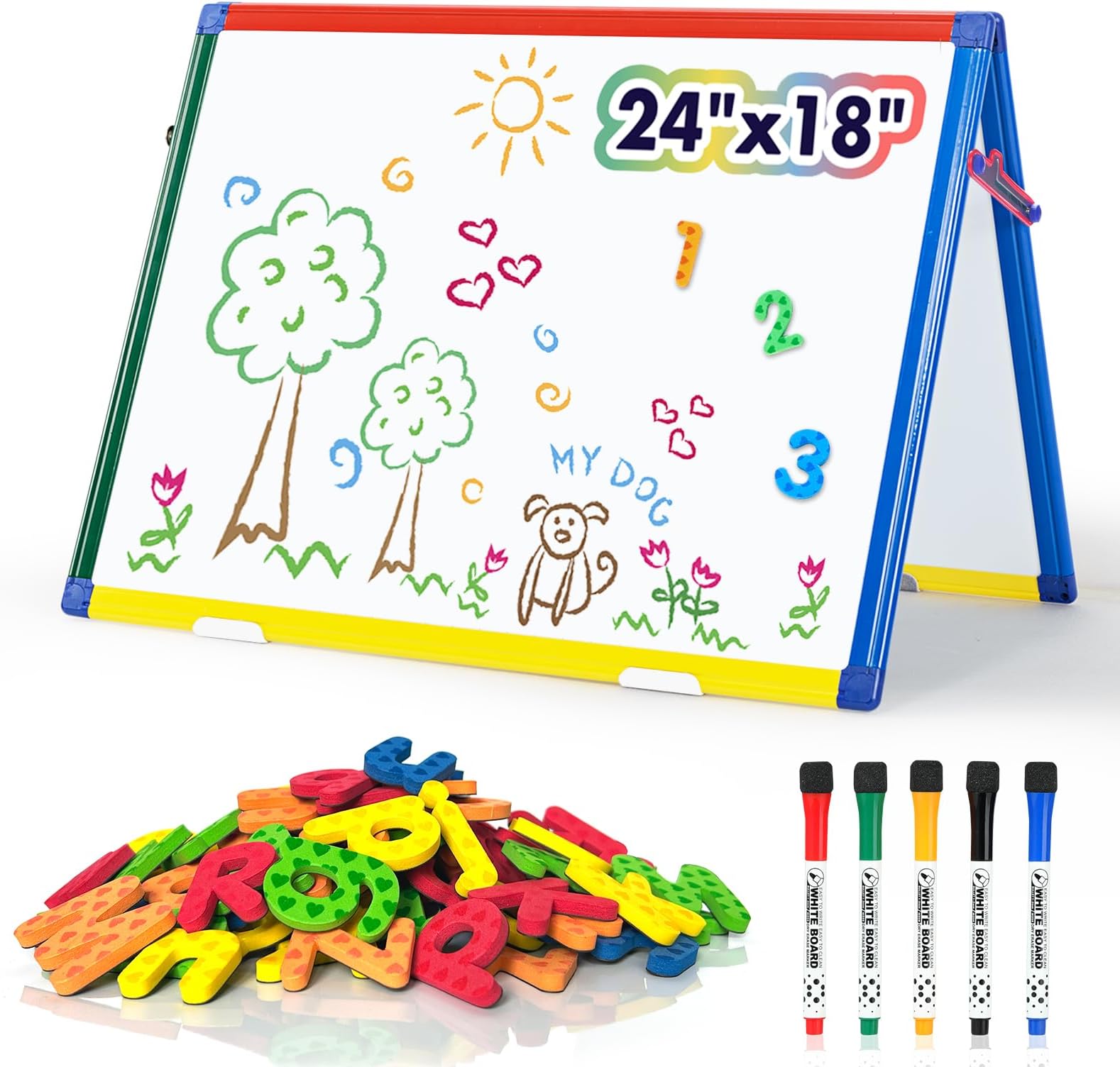 Swansea A2 Magnetic Tabletop White Board Double Sided Dry Erase Board ...