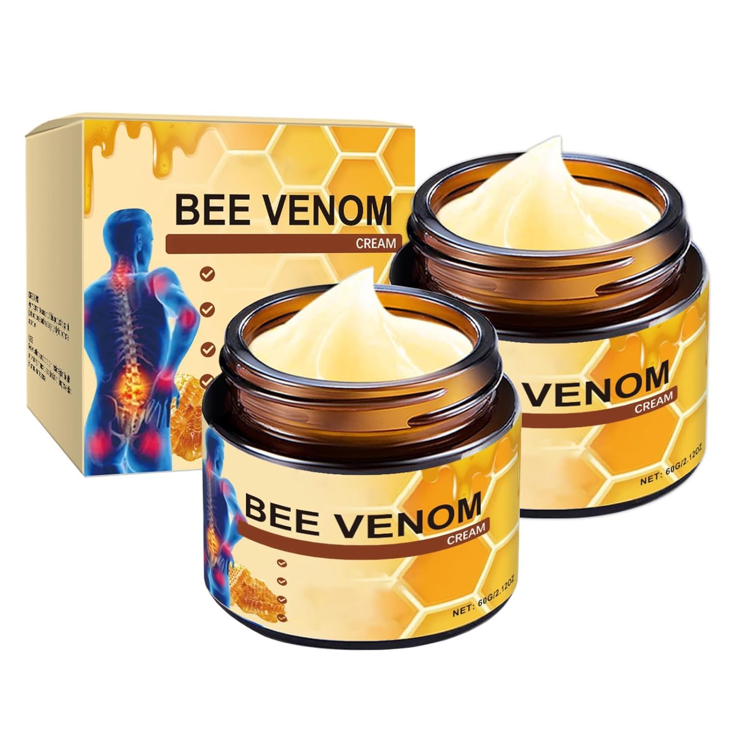 Amazon.com: Virularty 2PCS Bee Venom Cream, Bee Venom Joint Cream, Bee ...