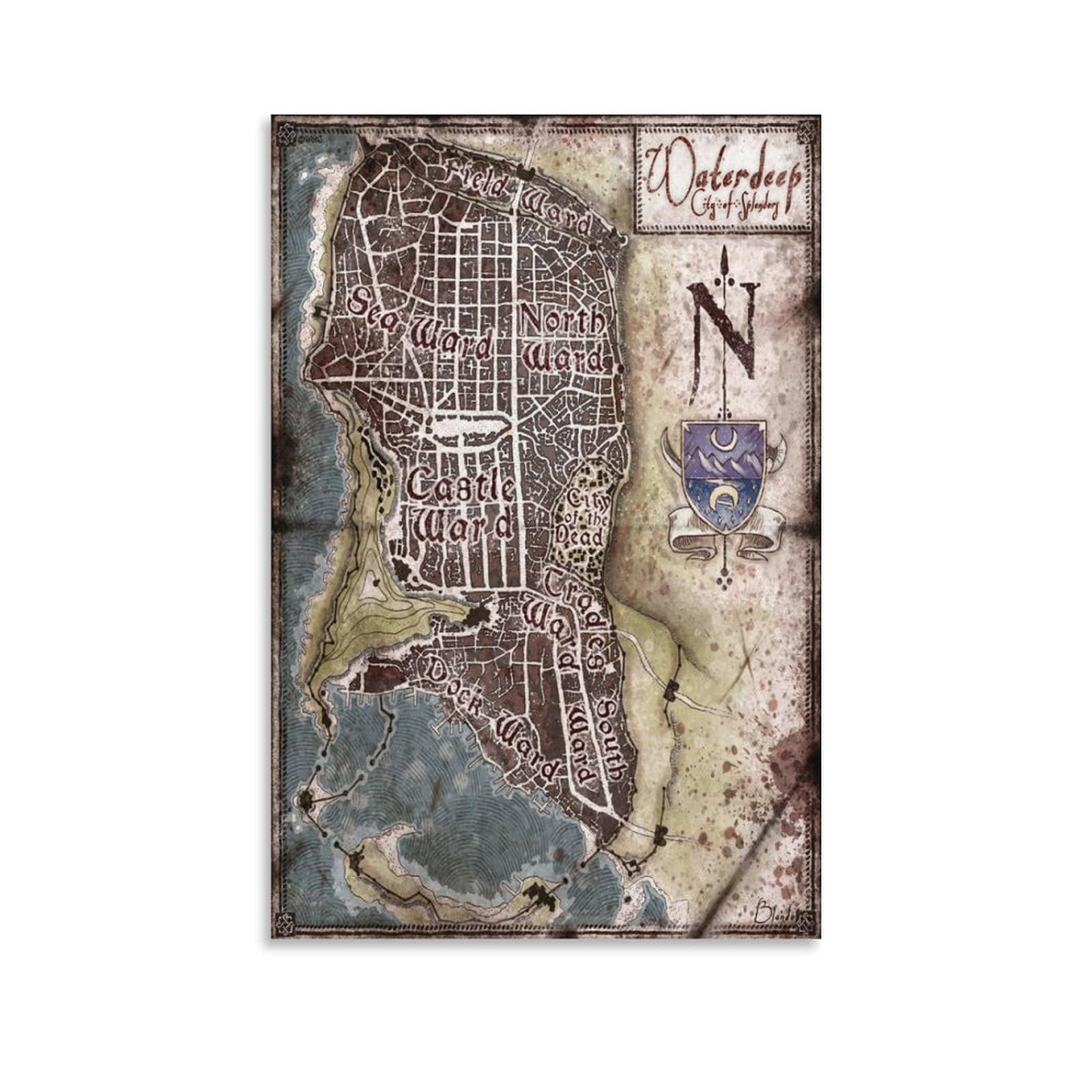 Amazon.com: Waterdeep Poster,Ice Wind Dale,Faerun Gaming Map Poster ...