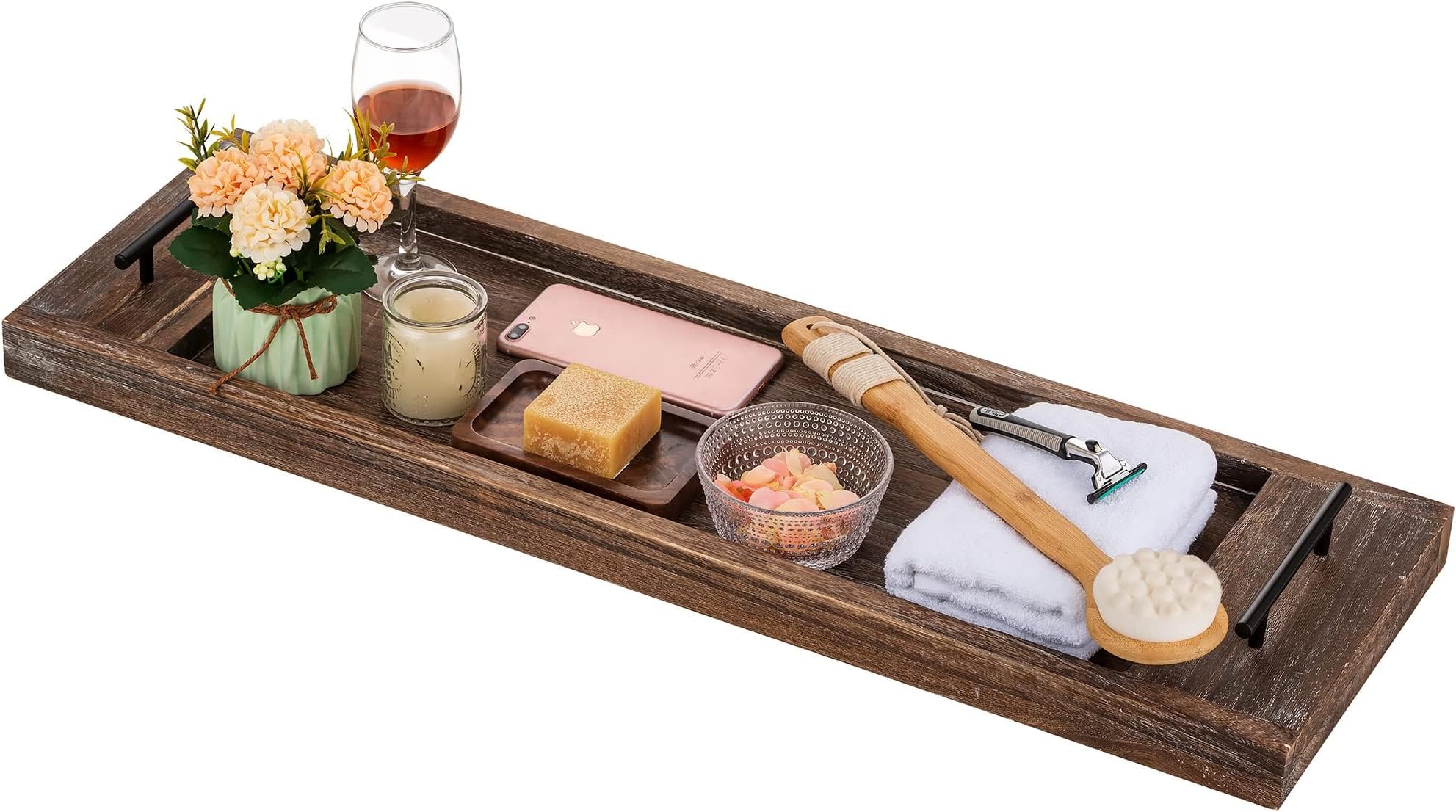 Amazon.com: Acacia Bathtub Caddy Tray Table | 35x9 Inch Large Bath Tub ...