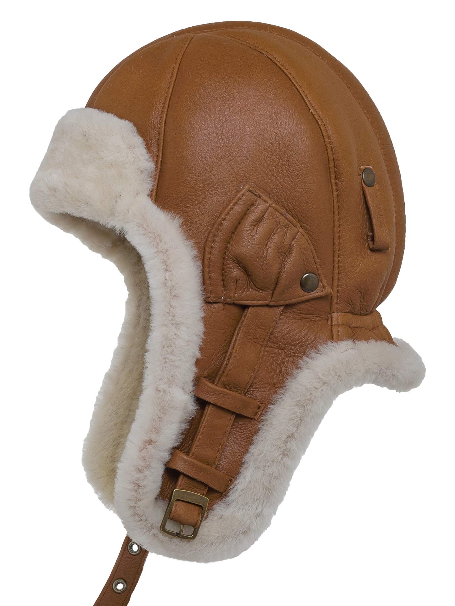 Buy Bomber Cap | Genuine Shearling Leather Aviator Cap | Warm Natural ...