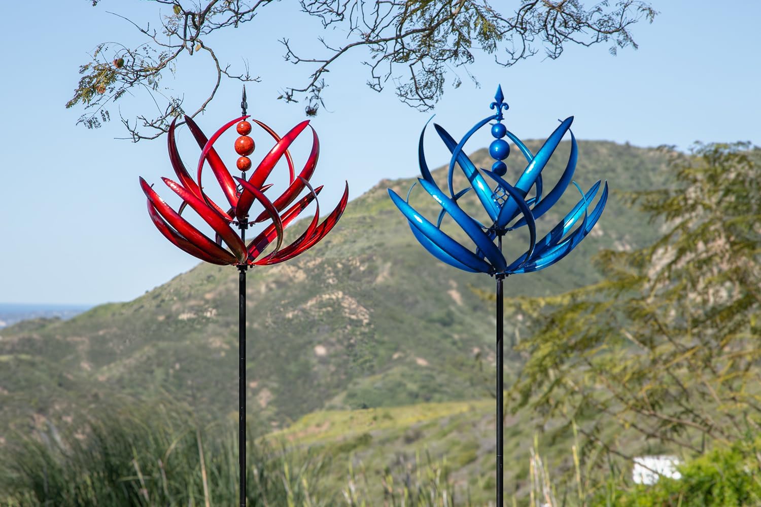 Amazon.com: LimeHill Burgundy Lotus Wind Spinner and Blue Lotus Wind ...