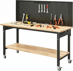 DAMNPIN Adjustable Height Work Bench, 2000 LBS Heavy Duty Workstation ...