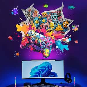 Amazon.com: Amimagen 3D Gamer Wall Stickers - Controller Games Joystick ...