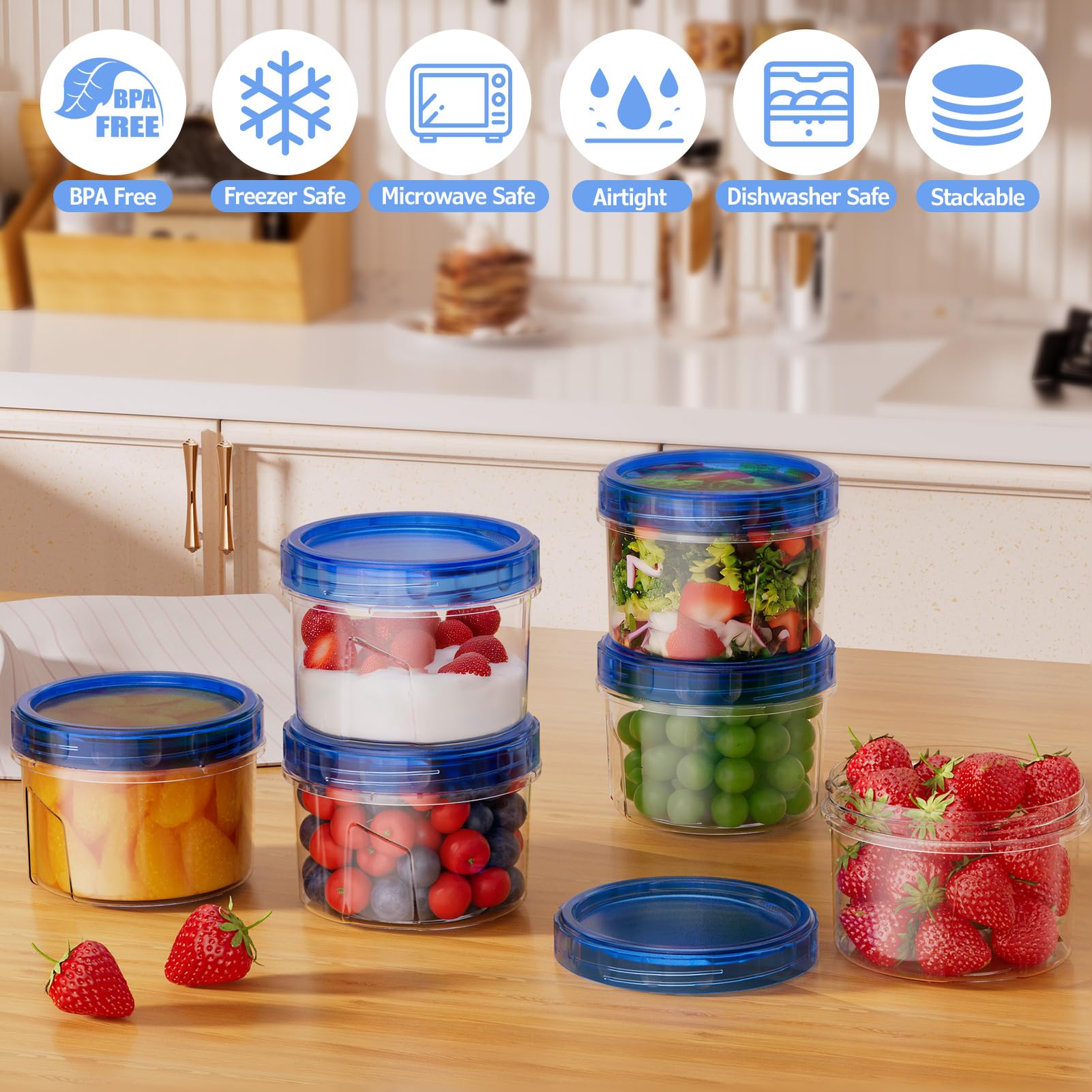 Snapklik.com : Winproper 6 Pack-16 OZ Freezer Storage Containers, Small ...