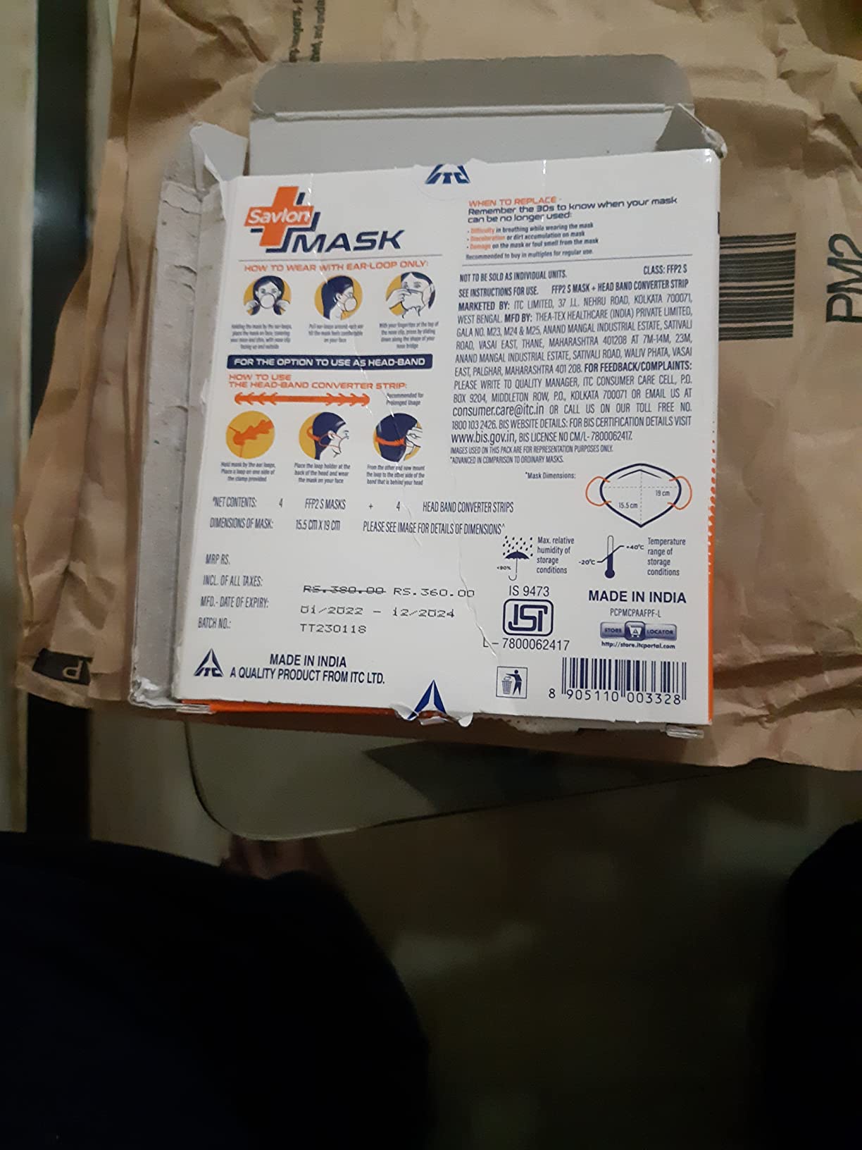 Savlon Earloop Mask, BIS Certified FFP2 S Mask without valve ...