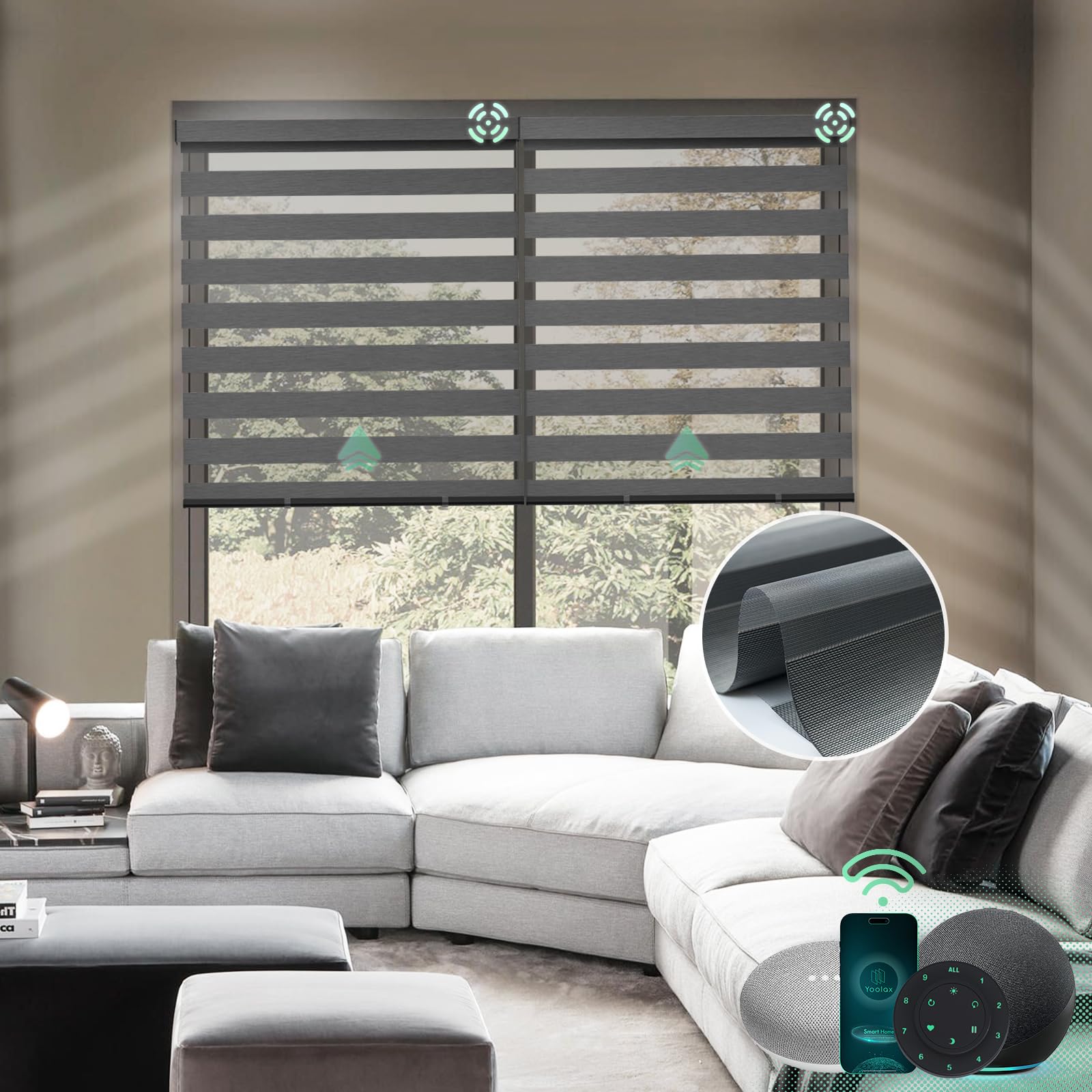 Amazon.com: Yoolax Motorized Blinds with Remote, Motorized Zebra Blinds ...