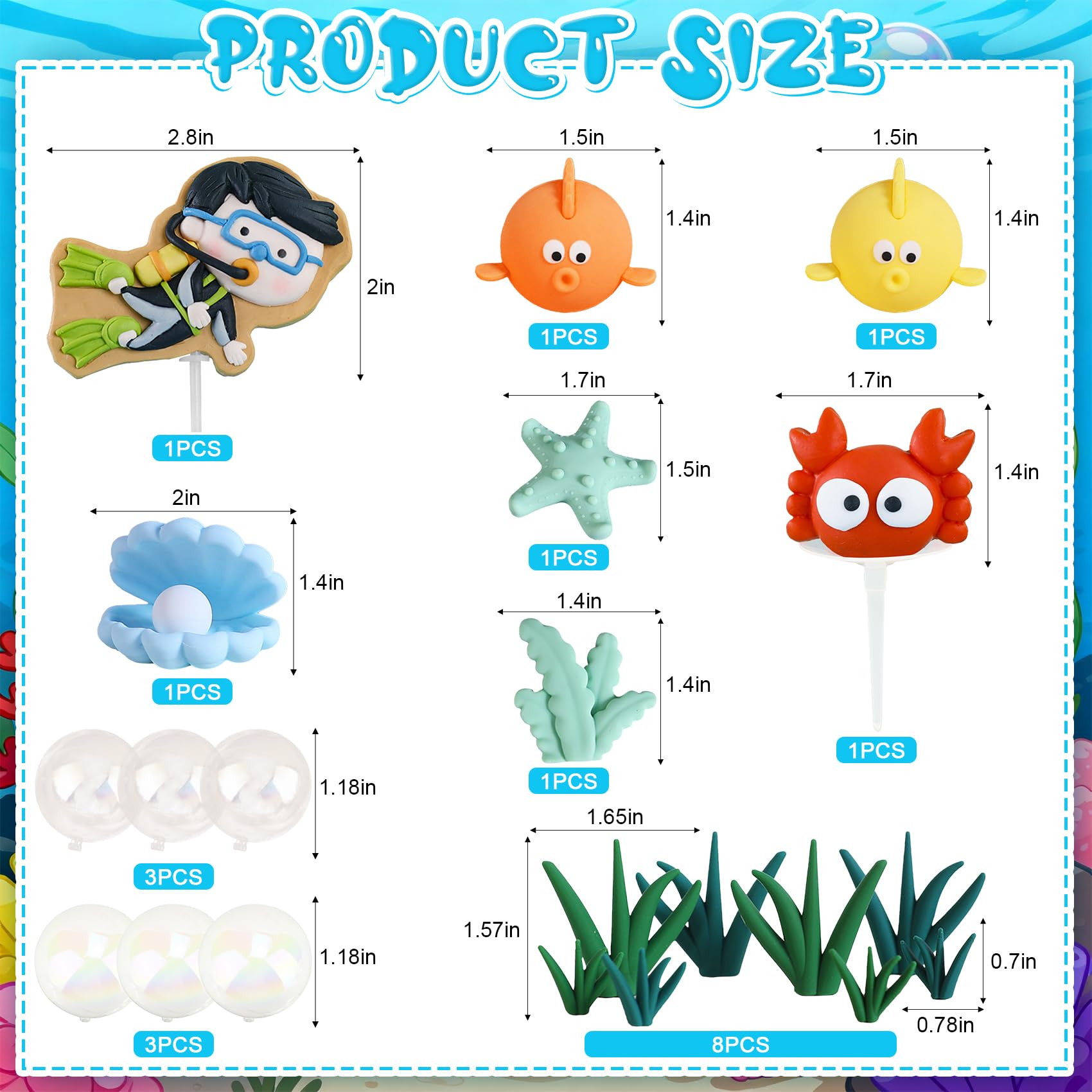 Snapklik.com : 21Pcs Under The Sea Cake Toppers Ocean Animal Cake ...