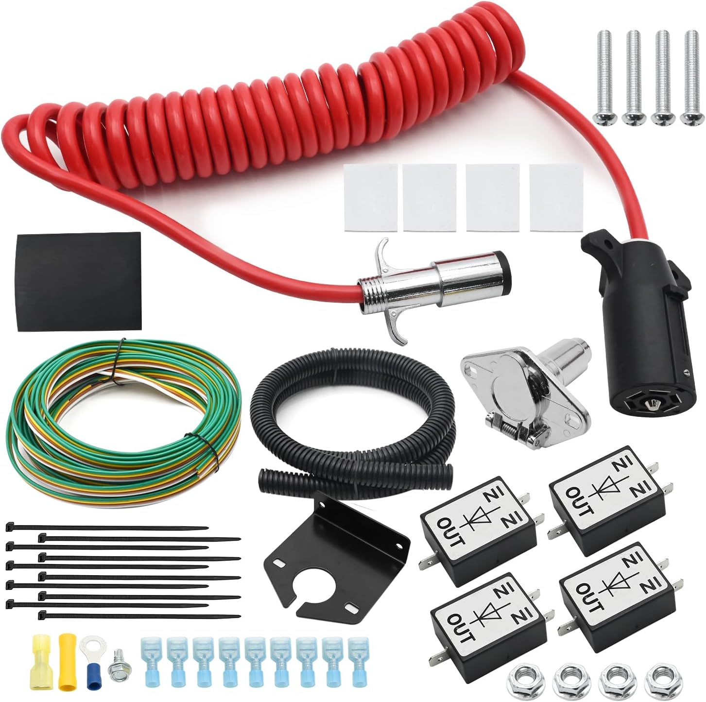 Amazon.com: Vkinman Towed Vehicle Wiring Kit, 6 to 7 Way Power Cord ...