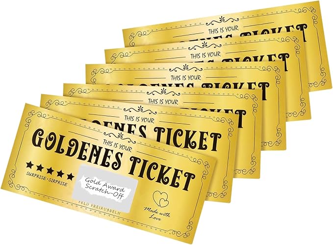 6PCS Golden Ticket Scratch-off Cards with Envelopes Golden Travel ...
