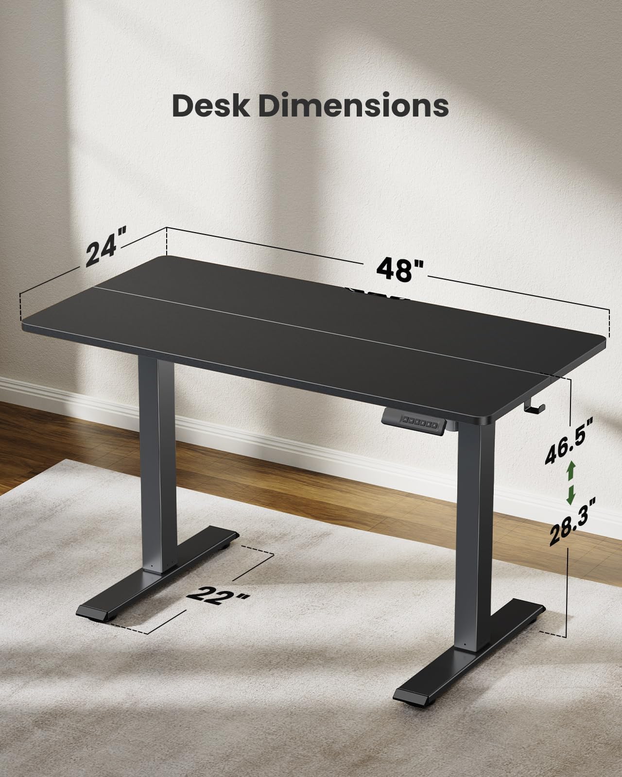 Snapklik.com : Marsail Electric Standing Desk, Adjustable Height, 48 X ...