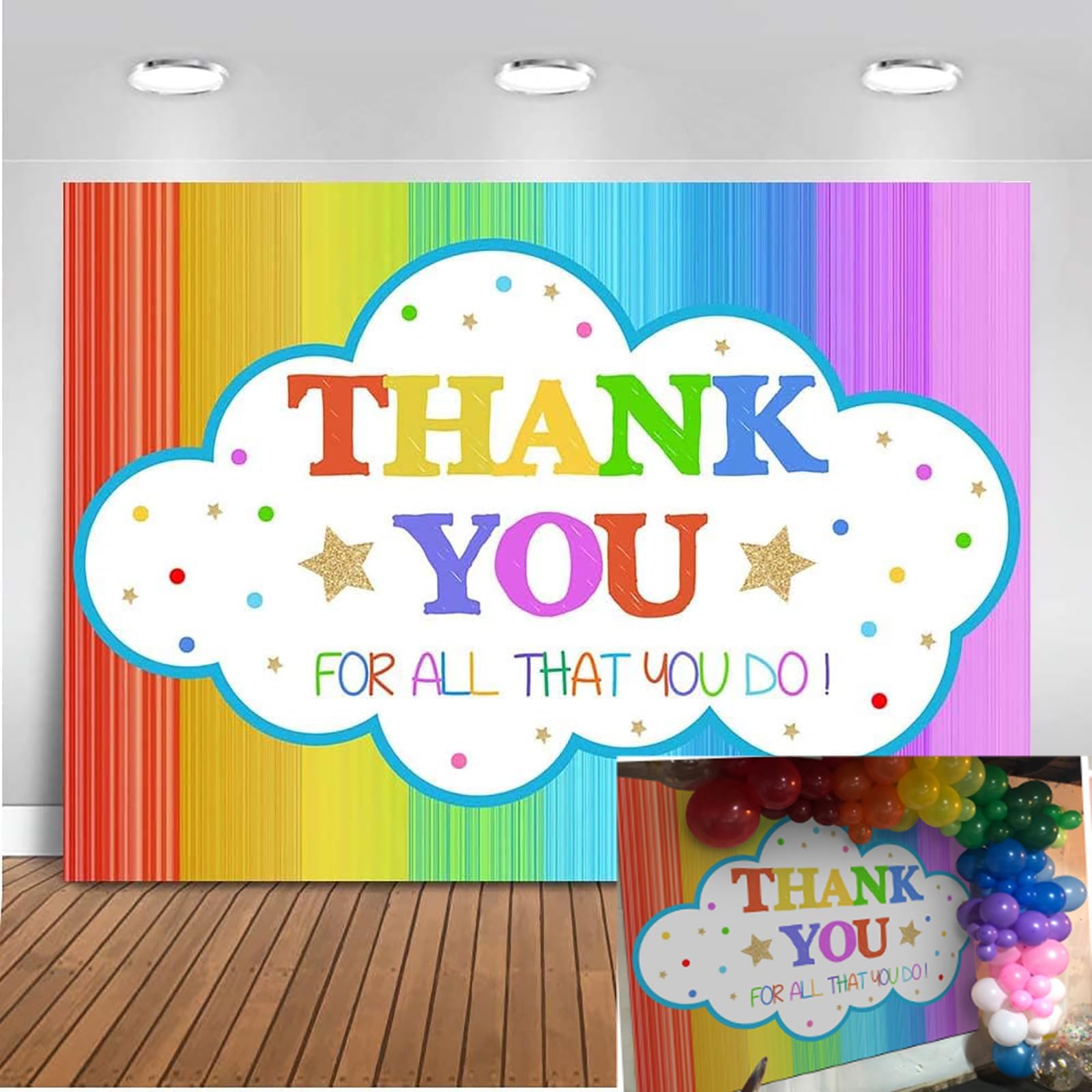 Amazon.com: Foilswirl Thank You for All You Do Backdrop Banner with 100 ...