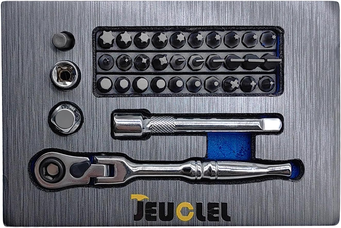 Amazon.com: JEUCLEL 35PCS 1/4" Drive Mini Ratchet Set, 180 Degree Flex ...