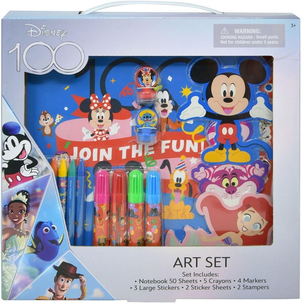Amazon.com: Disney 100 Art Set - 50-Piece Kids Art Kit with Markers and ...