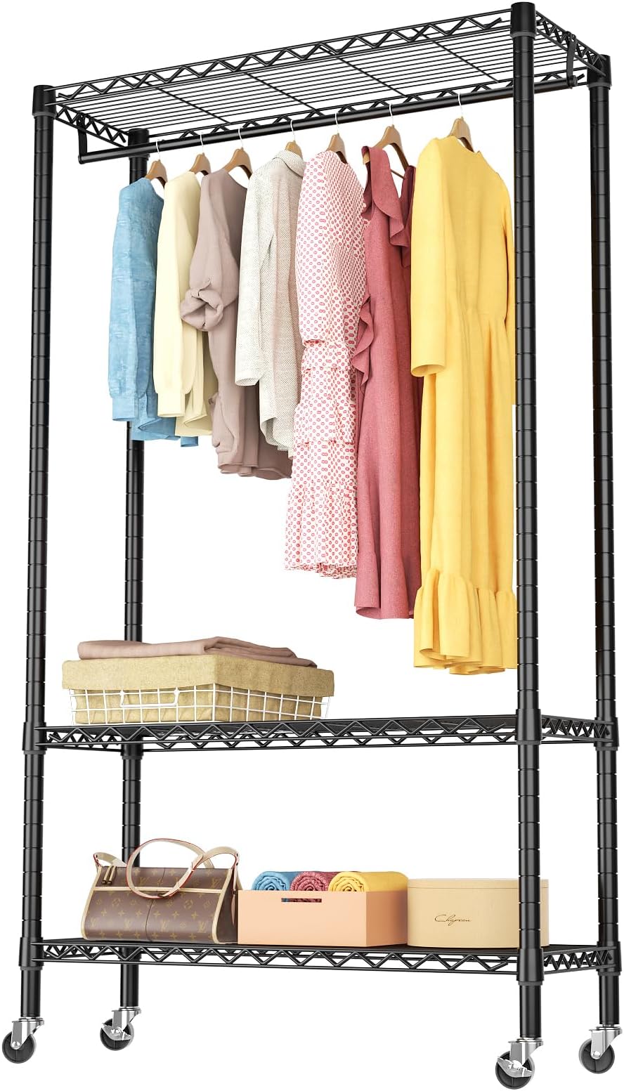 Amazon.com: LANGRIA Heavy Duty Commercial Grade Clothing Garment Rack ...