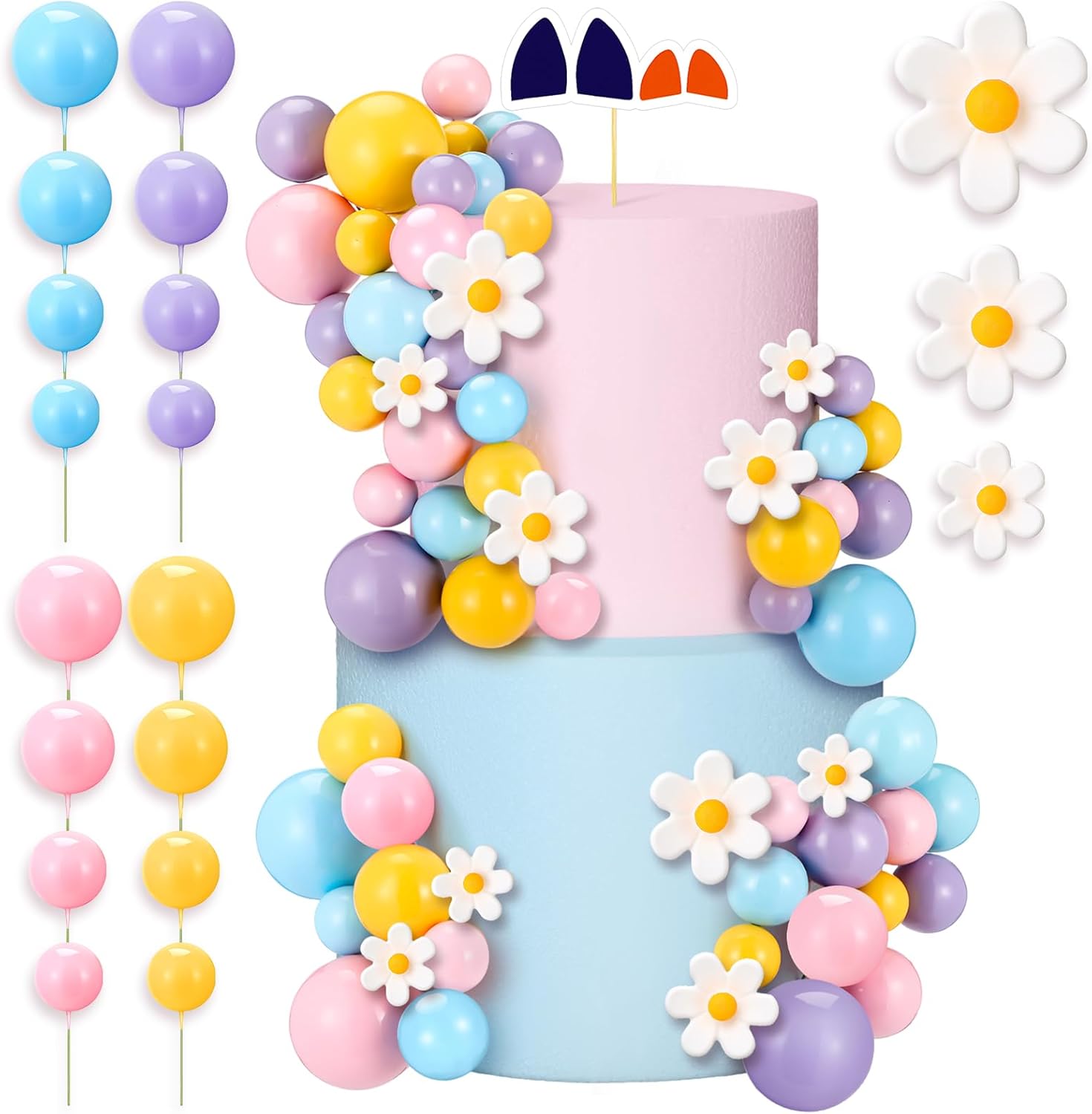 Amazon.com: Threehoney 63 Pcs Blue Dog Cake Toppers with Balls Cake ...