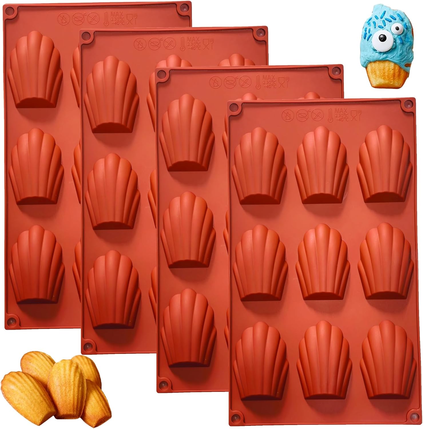 Amazon.com: Apiocmy Madeleine Pans for Baking, 4Pcs 9-Cavity Non-stick ...