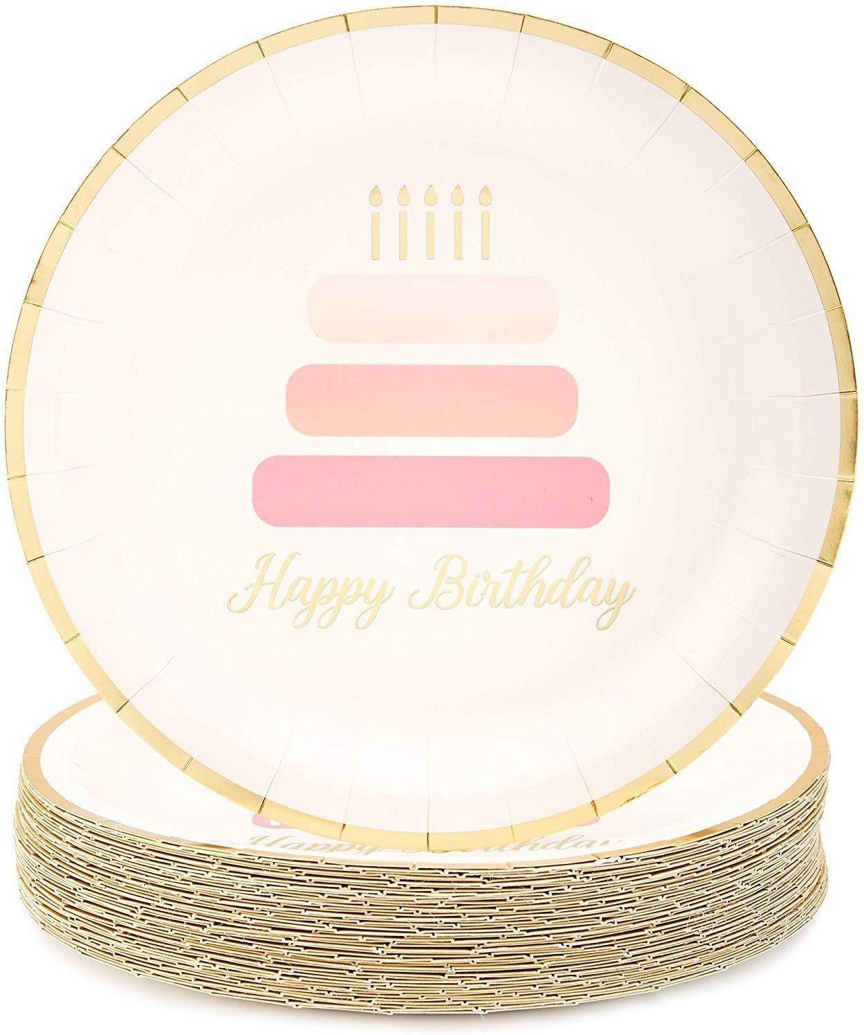 Amazon.com: 48-Pack Pink Happy Birthday Paper Plates (9 in) : Home ...