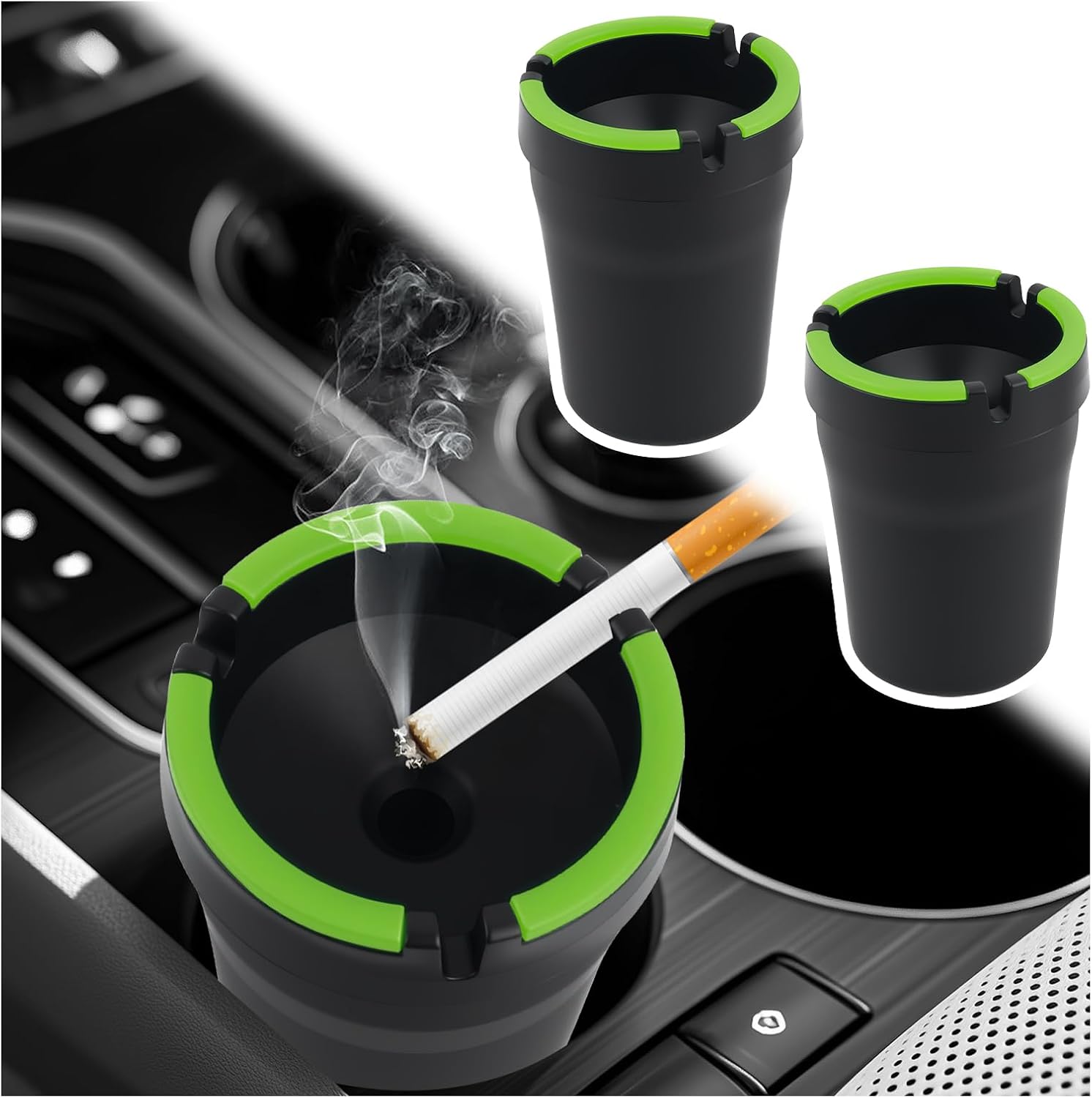 Amazon.com: 2PCS Car Ashtrays for Cup Holder Smell Proof,Self ...