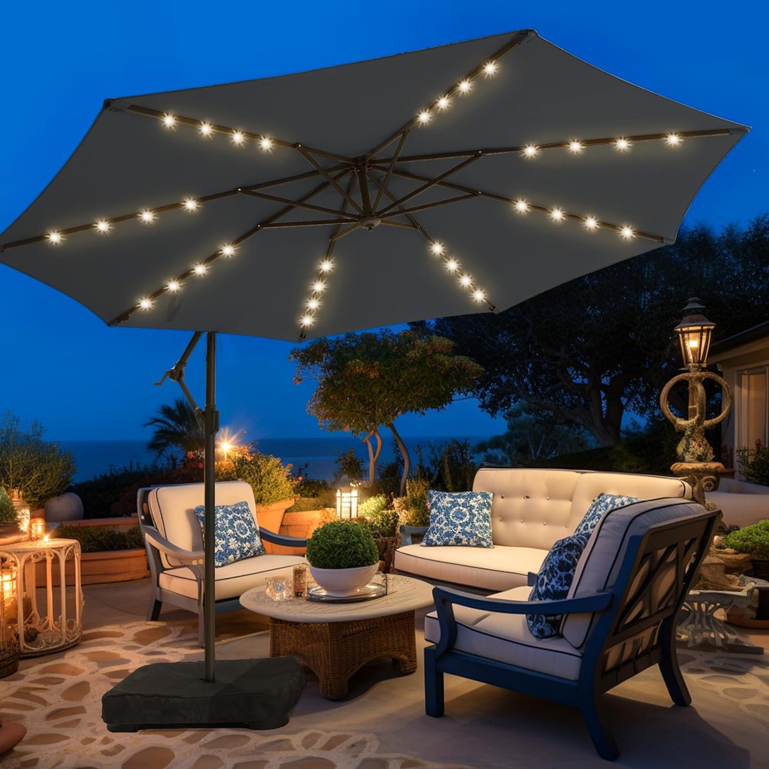Snapklik.com : Wikiwiki 10FT Solar Patio Offset Umbrella Outdoor ...