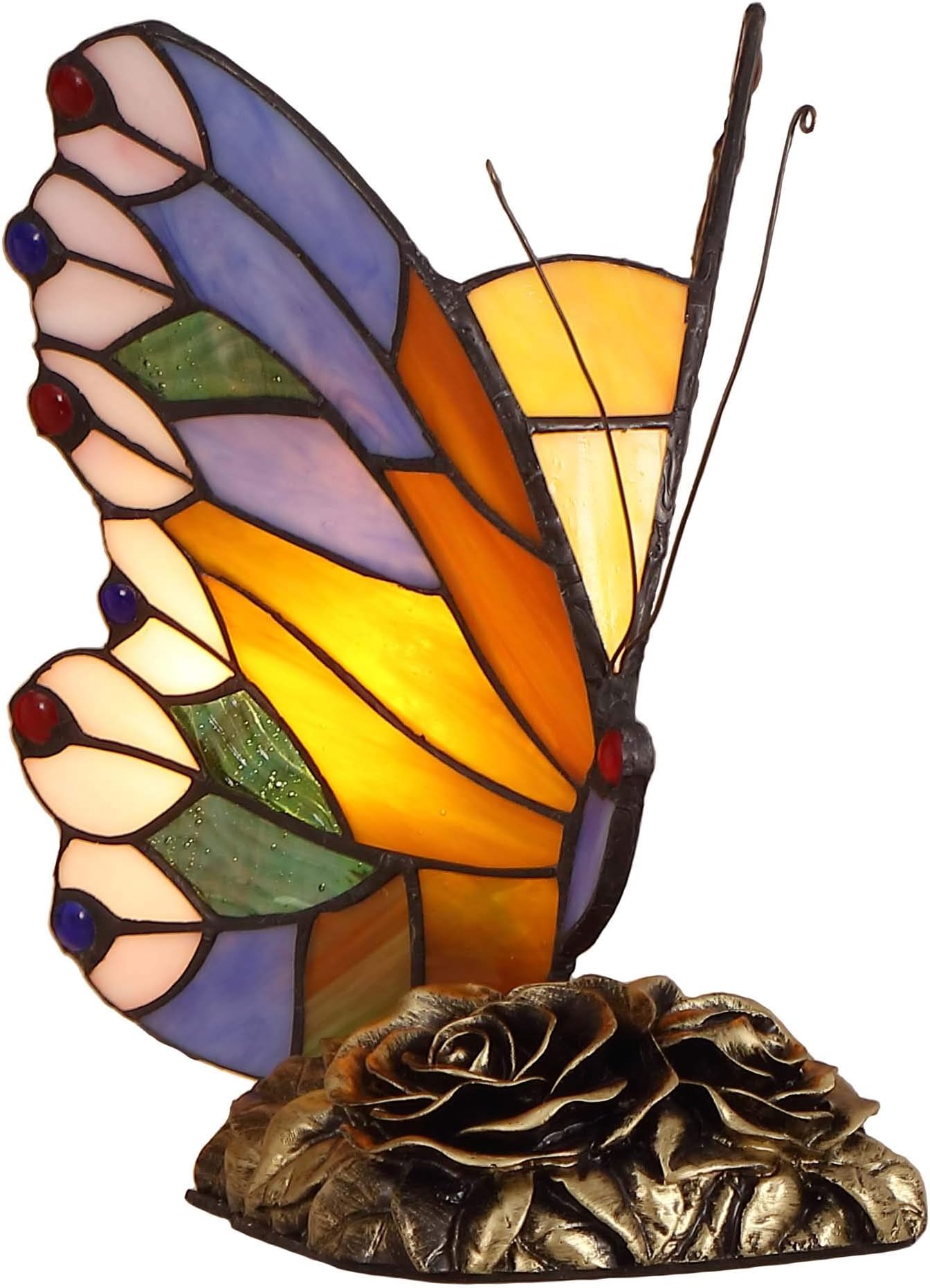 VirtueKing Colorful Butterfly Tiffany Table Lamp Bedside Table Lamp 5.9 ...