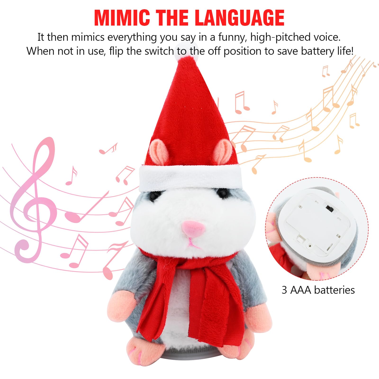 Christmas Talking Hamster Toy Electronic Hamster Toy Funny Repeats What ...