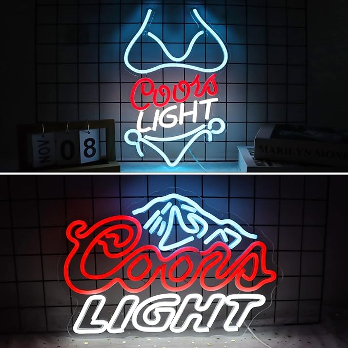 Crs Light Neon Signs 17 * 11 Inch(Azure+Red+White) + Bikini Coors Light ...