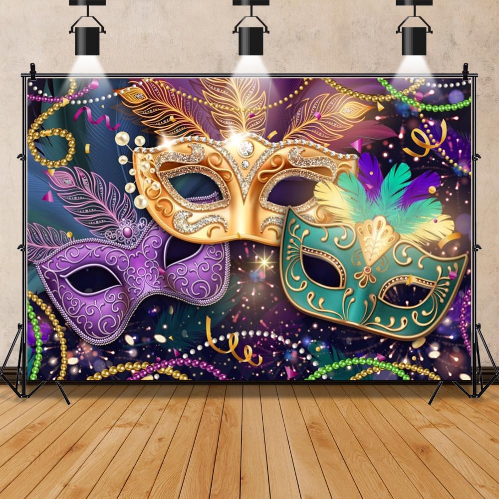 Masquerade Backdrops Mask Mardi Gras Carnival Photography Backdrop ...