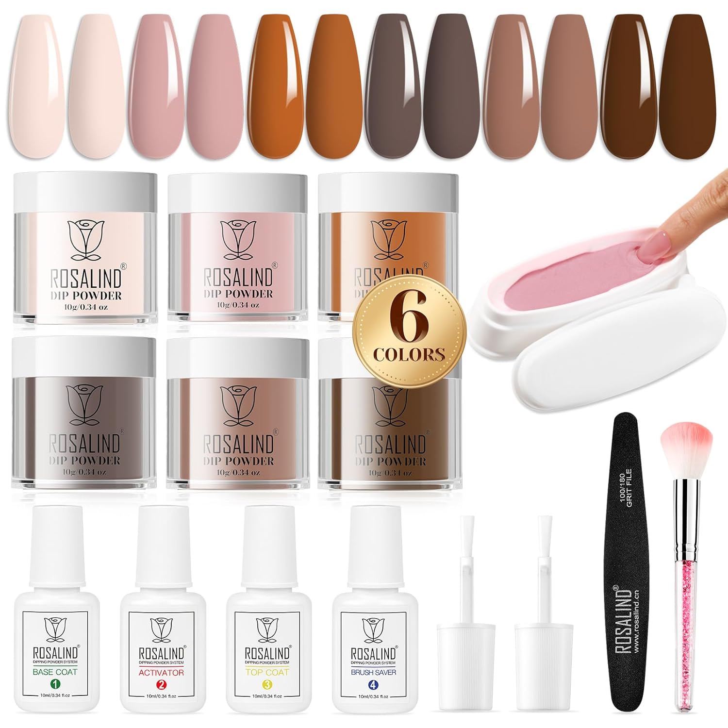 Amazon.com: ROSALIND 13PCS Dip Nails Powder Starter Kit,6 Colors Dip ...