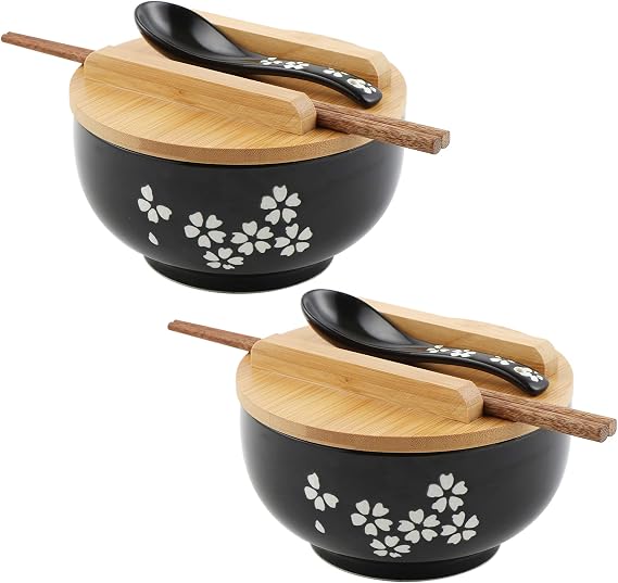 2X Tazón De Ramen Japonés Vintage con Tapa De Cuchara Tazón De Ramen De ...