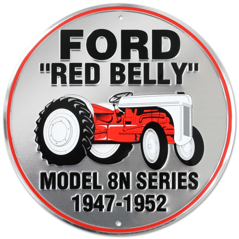 Amazon.com: Ford Red Belly Model 8N Red Tractor Round Tin Sign 12 x ...