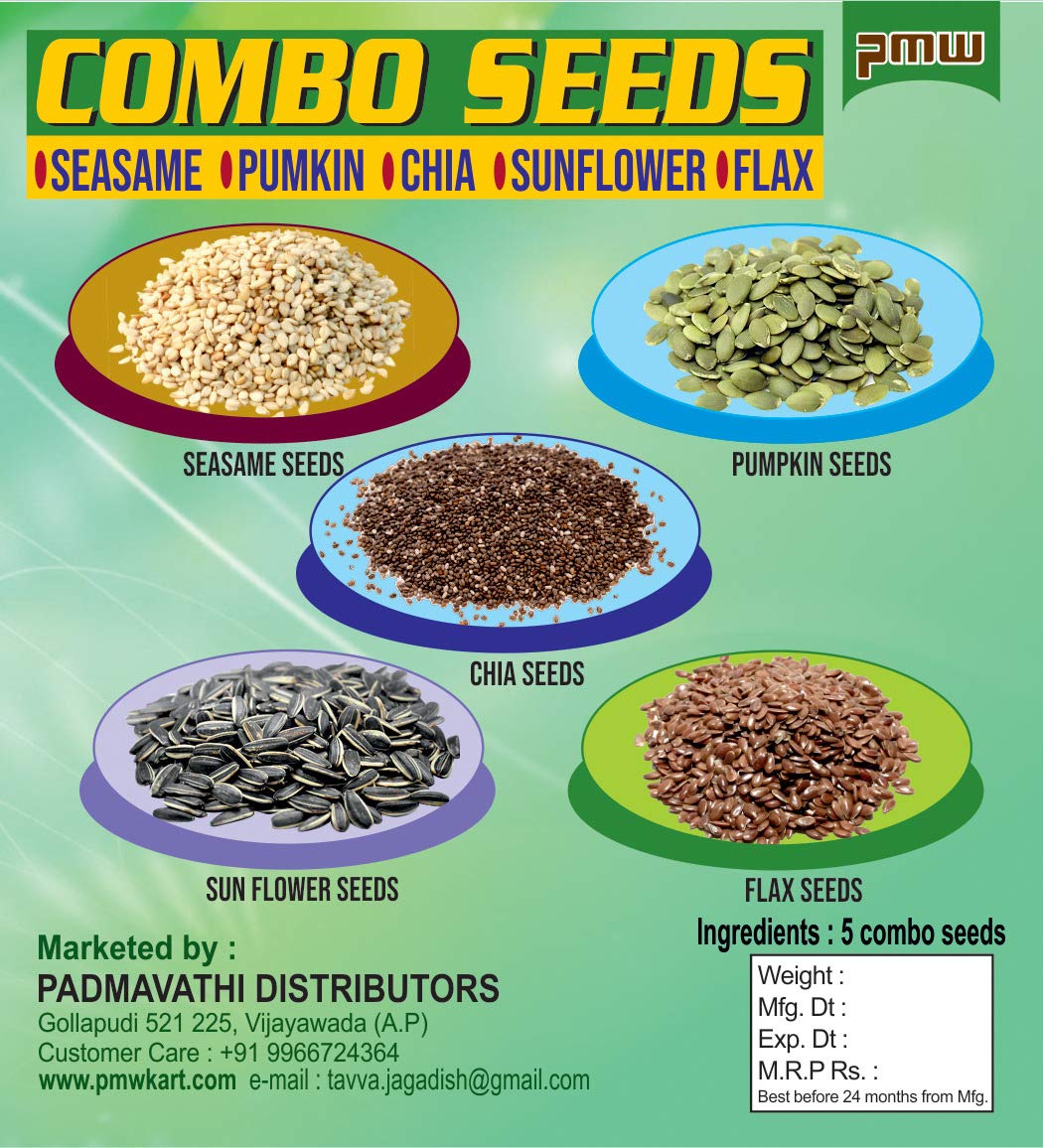 Pmw® - Raw Seeds Combo 250gms Healthy Seeds for Eating (Chia, Sunflower ...